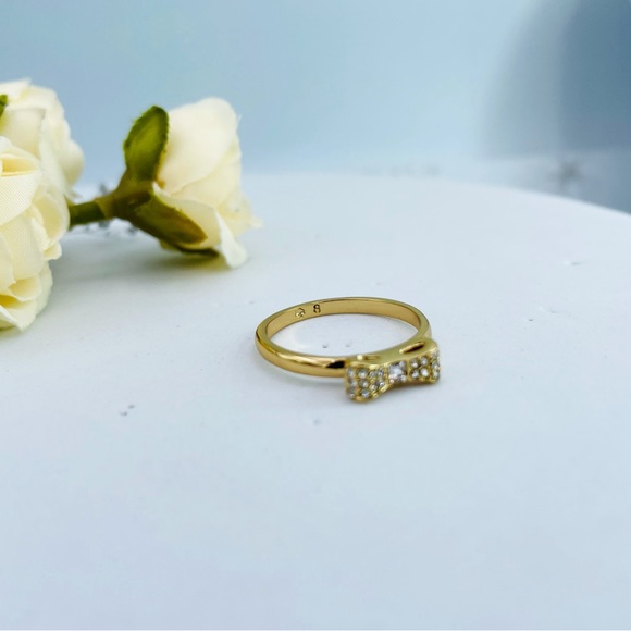 kate spade | Jewelry | Kate Spade Gold Plated Crystals Bow Ring Size Of ...